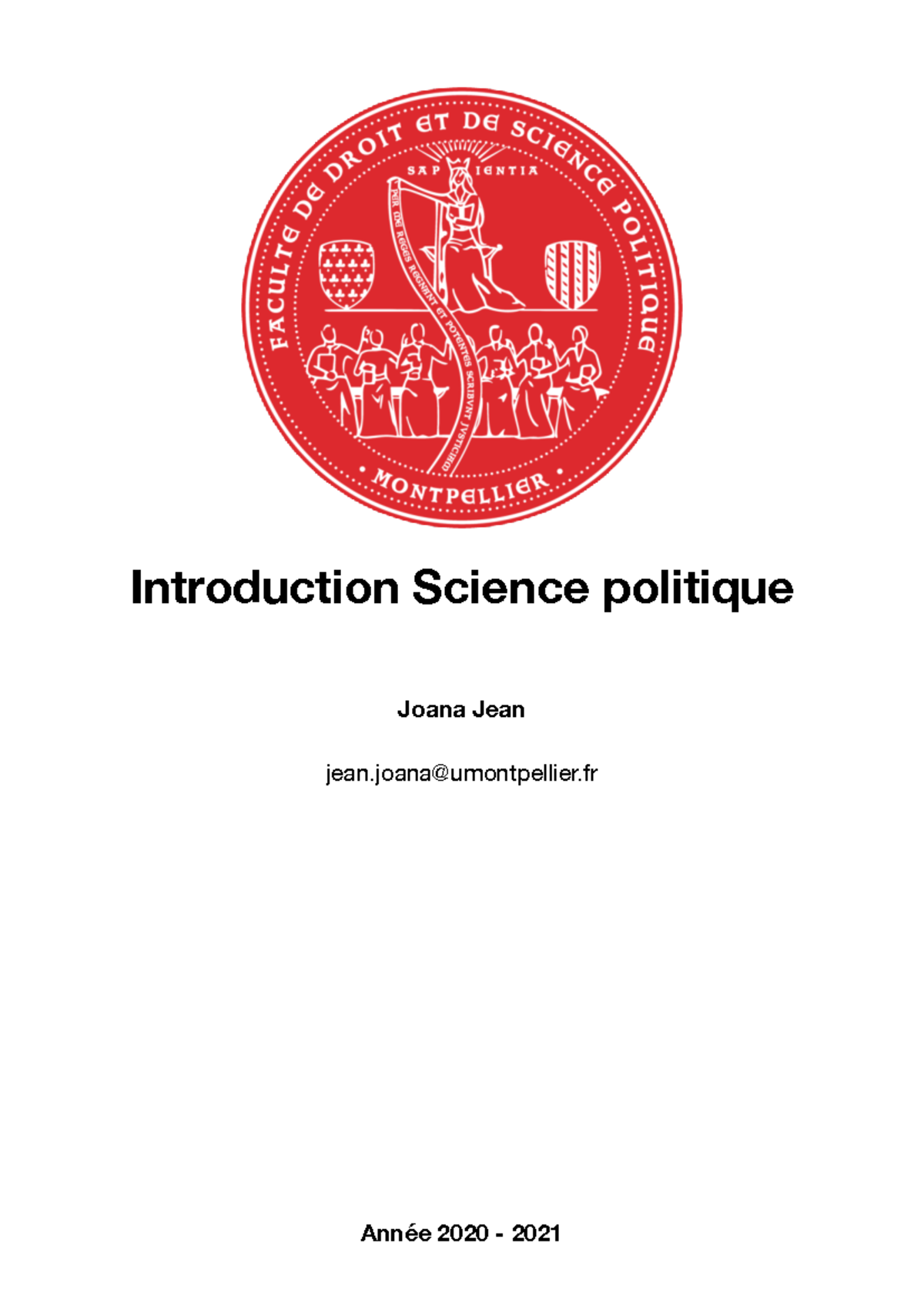 Sciences Politiques 2020 2021 - Introduction Science politique Joana ...