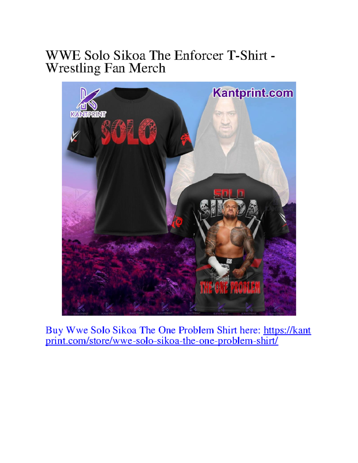 WWE Solo Sikoa The Enforcer T-Shirt - Wrestling Fan Merch - MKTG505 ...