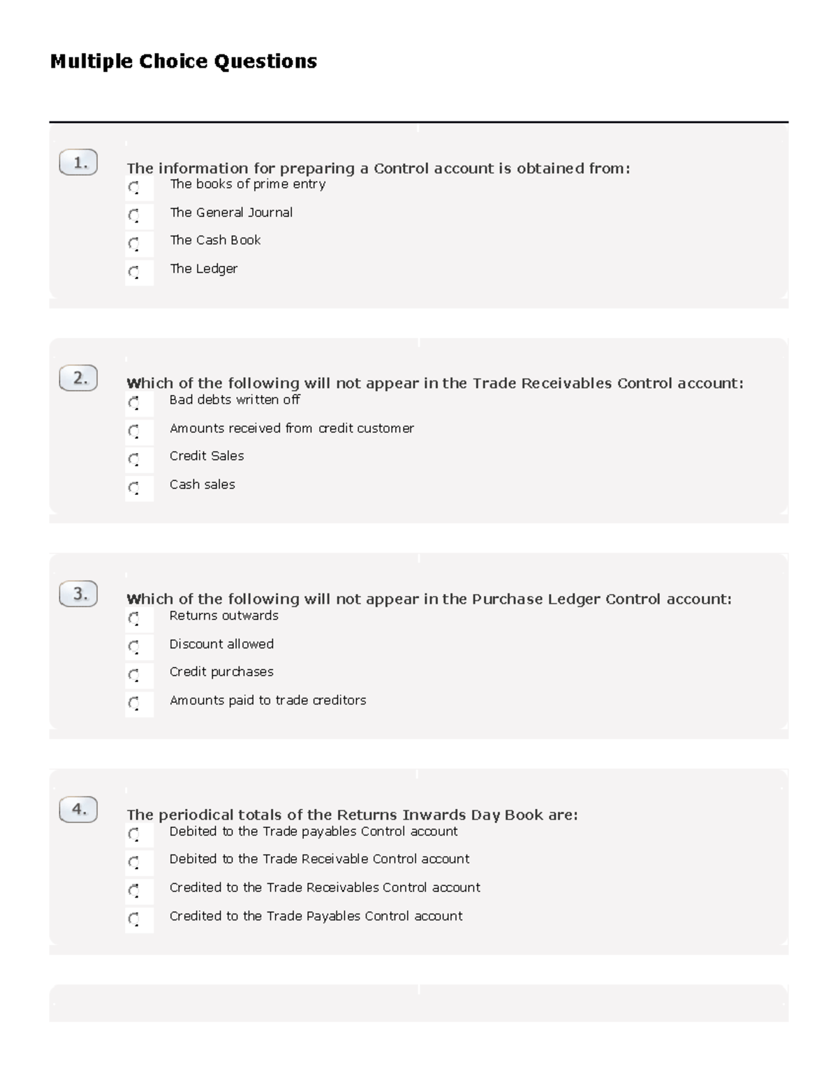 MCQ 23 - notes - Multiple Choice Questions The information for ...