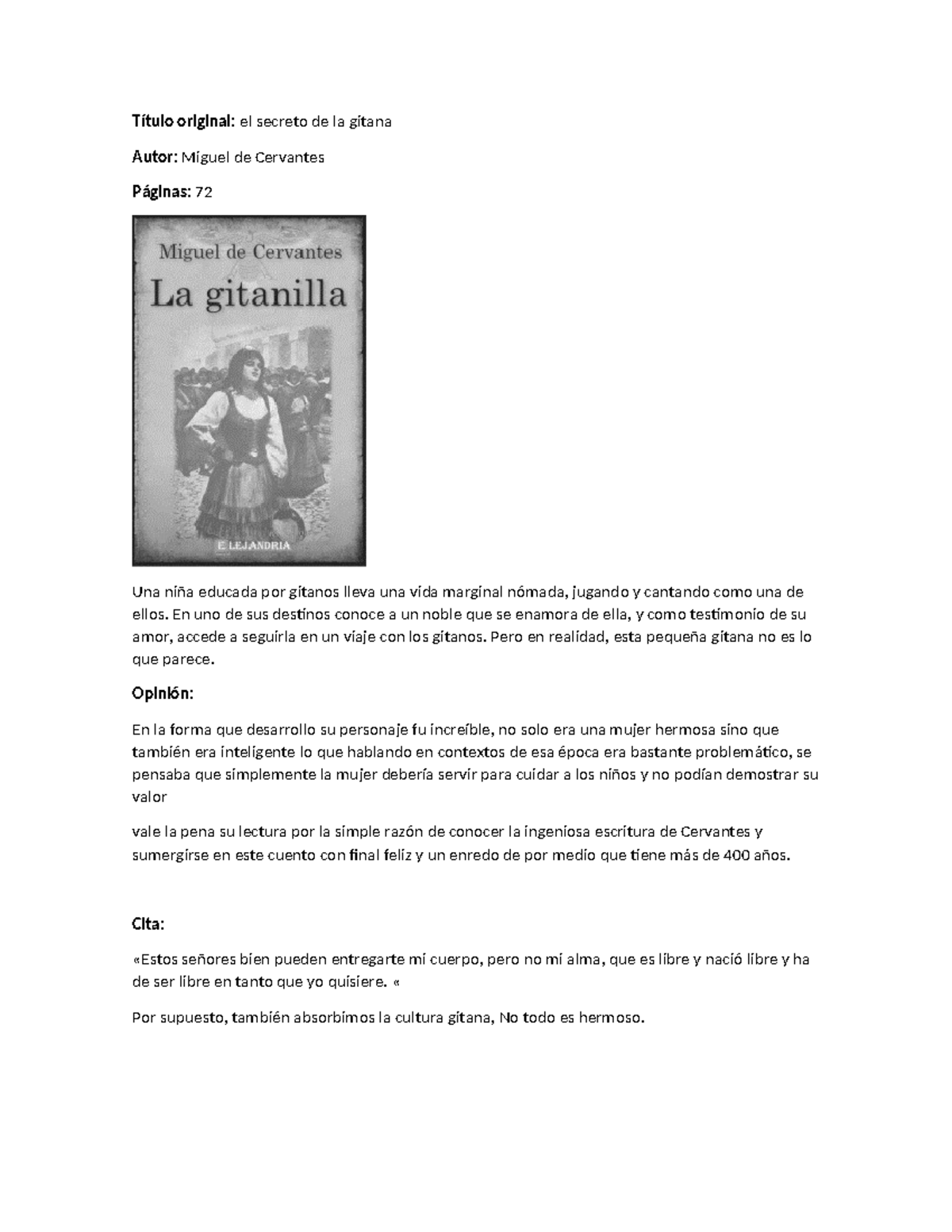 Reseña - Título original: el secreto de la gitana Autor: Miguel de ...
