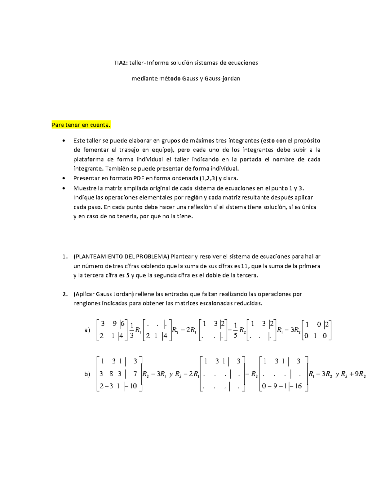 TIA2 taller- Informe solución sistemas de ecuaciones mediante método ...