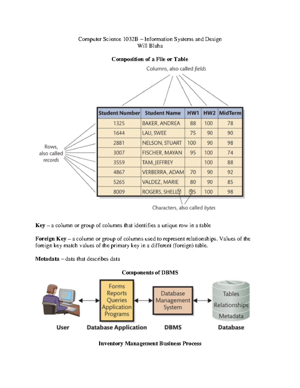 CS 1032B Information Systems and Design - Computer Science 1032B ...