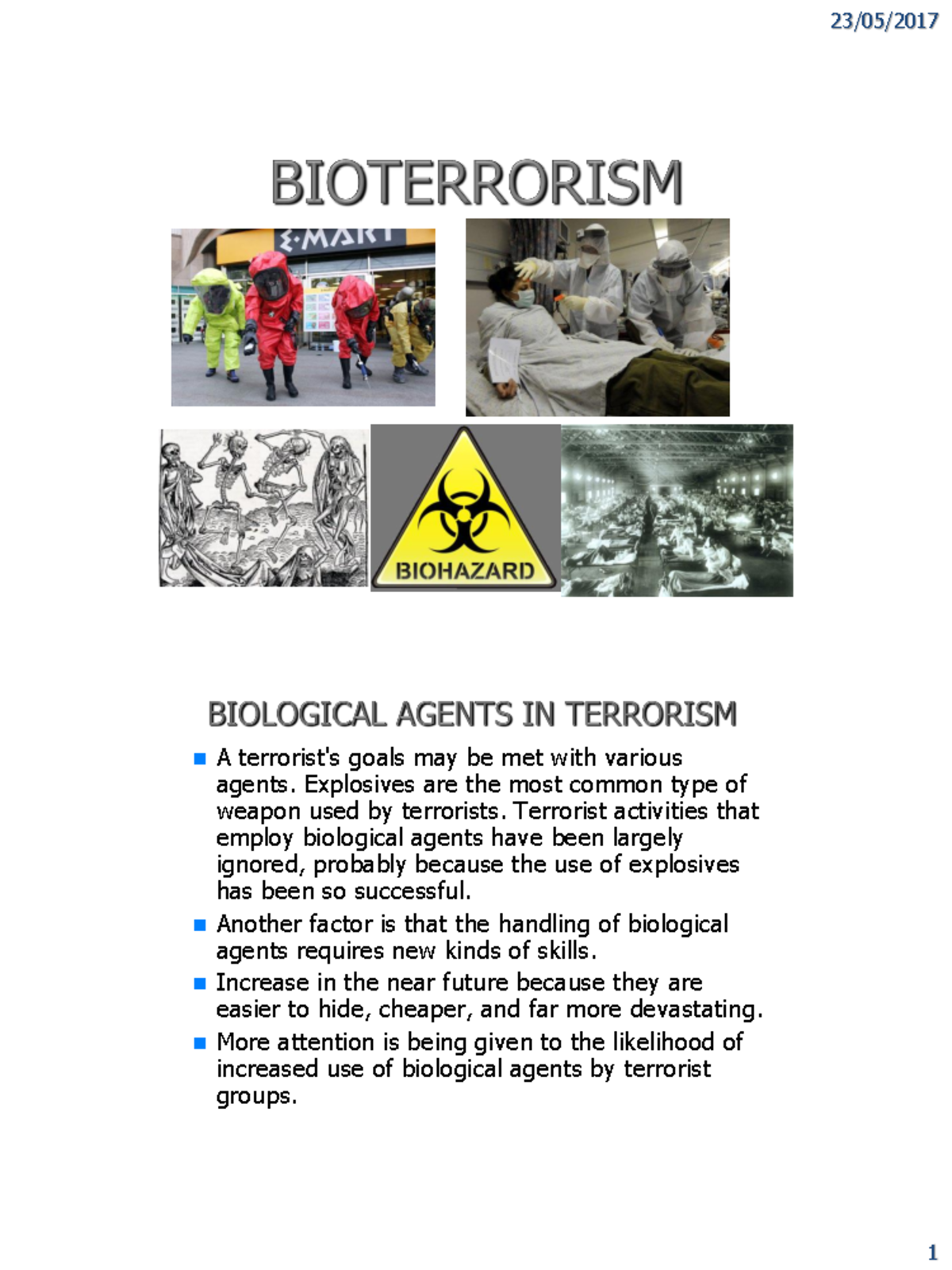 Bioterrorism 17 14 pdf - Lecture note 14 - StuDocu