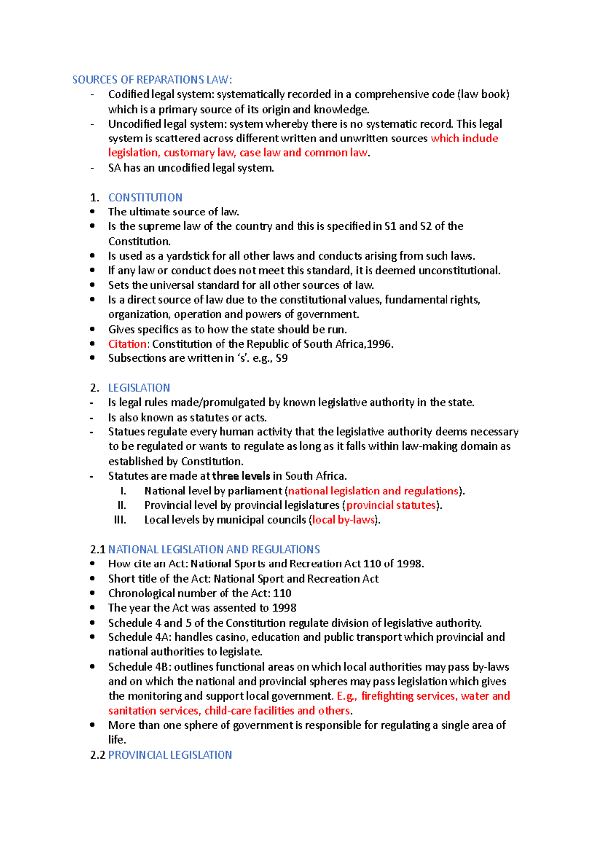 Ch 2-sources of reparations - SOURCES OF REPARATIONS LAW: Codi昀椀ed ...