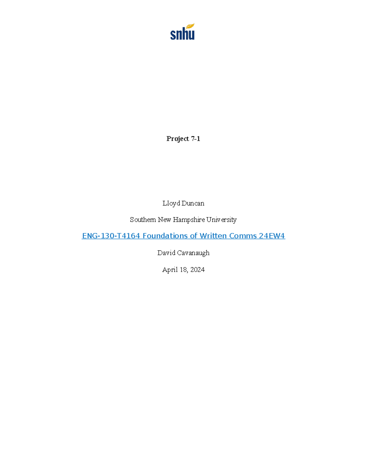 1ENG 130 Project APA Template chase - Project 7- Lloyd Duncan Southern ...