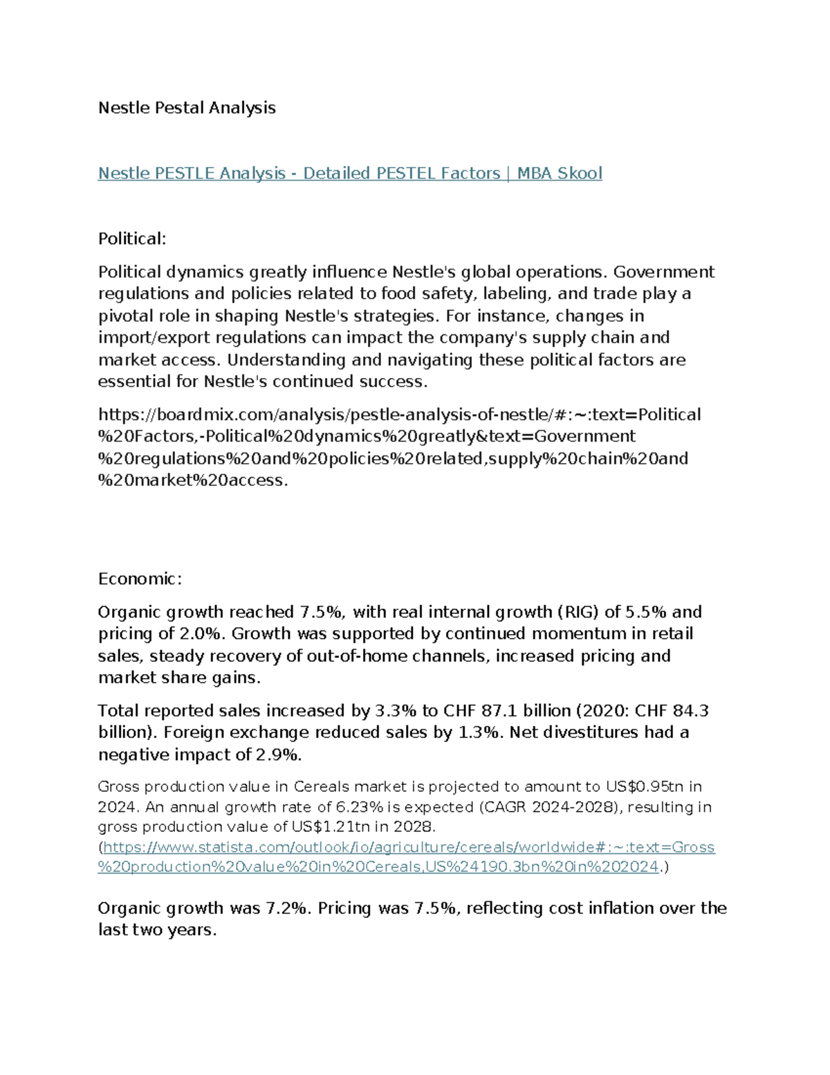 Nestle Pestal Analysis - Nestle Pestal Analysis Nestle PESTLE Analysis ...