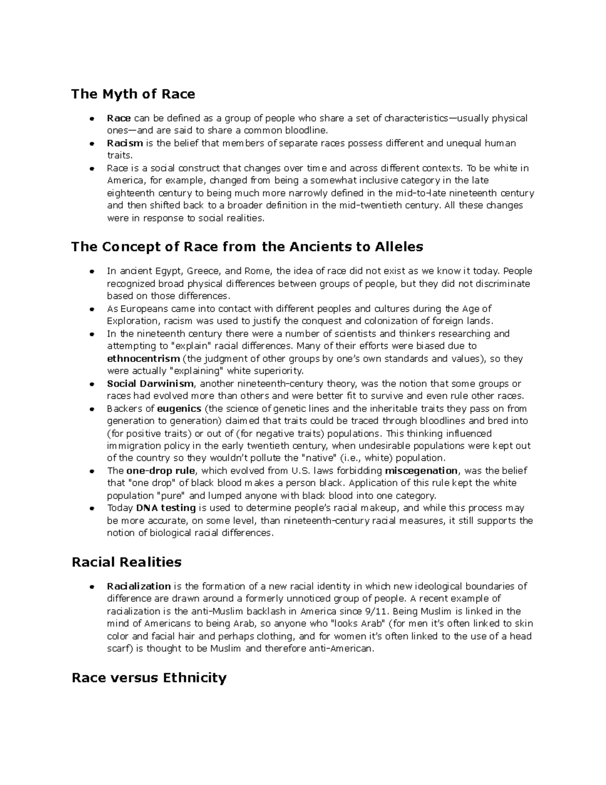Chapter 9 Notes - The Myth of Race Race can be defined as a group of ...
