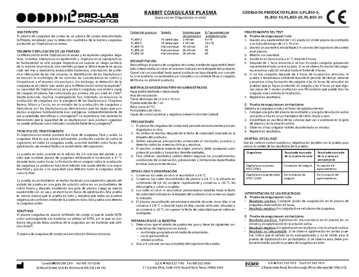 PL850products Rabbit-Coagulase-Plasma Spanish - USO PREVISTO El plasma ...