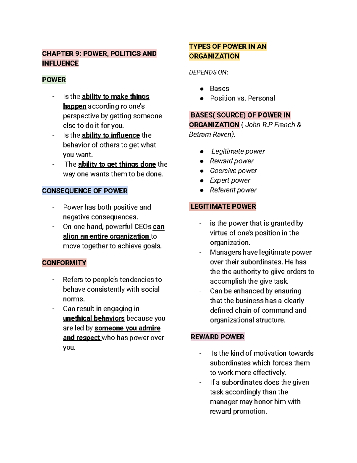 Final Transis - HBO - CHAPTER 9: POWER, POLITICS AND INFLUENCE POWER ...