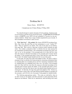 2022S1 Probset 3 - sem 1 2022 problem set - Problem Set 3 Simon Grant, ECON7073. 2 Questions due ...