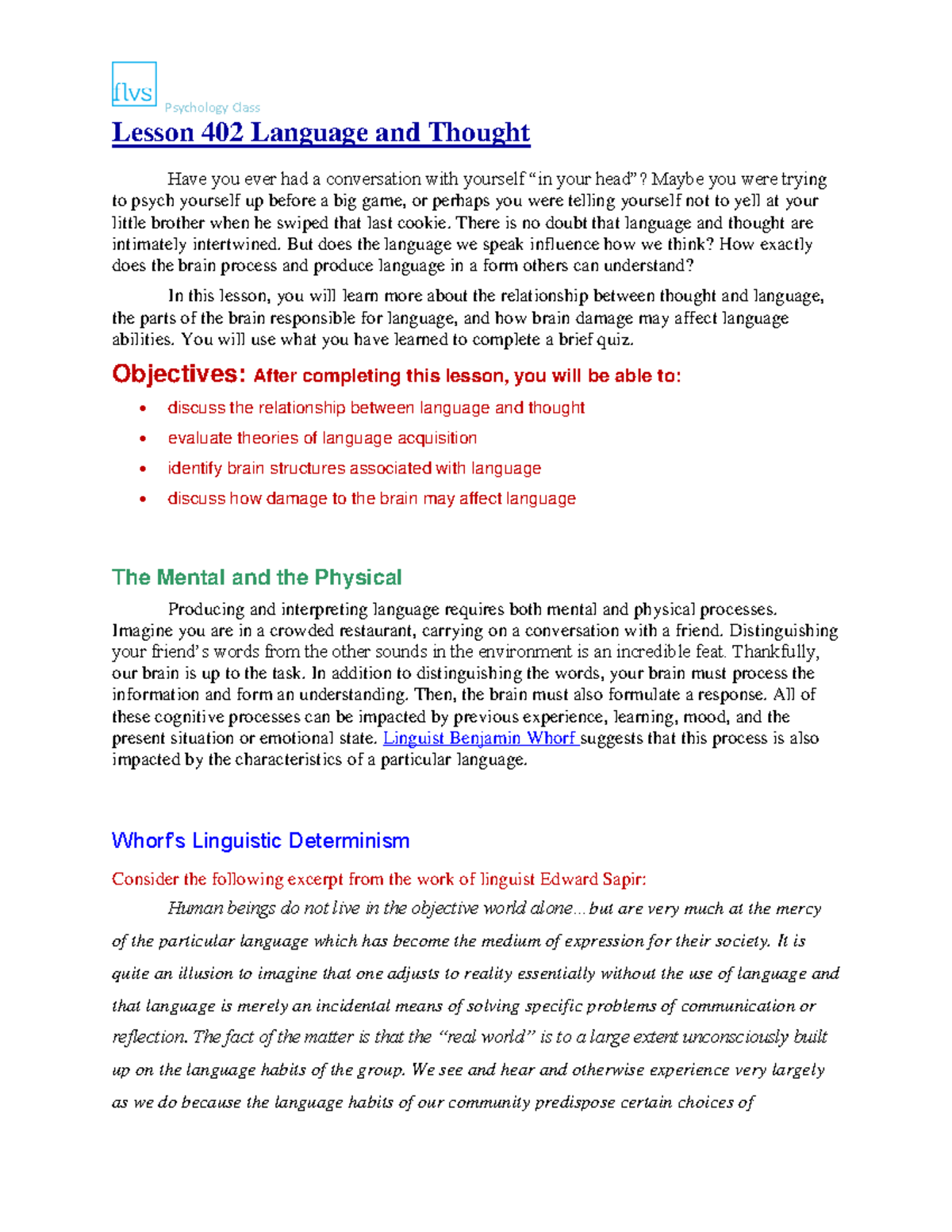 Language and thoughts all included in a single file. - Lesson 402 ...