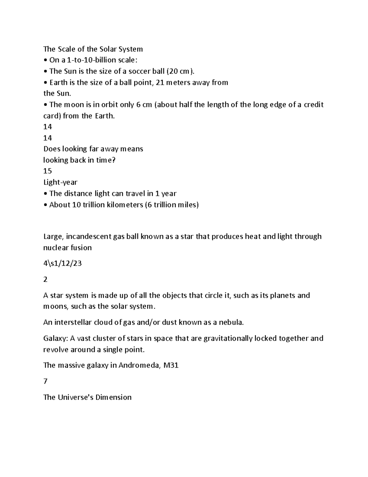 AST112 - LESSON 1 and LESSON 3 - The Scale of the Solar System On a 1 ...