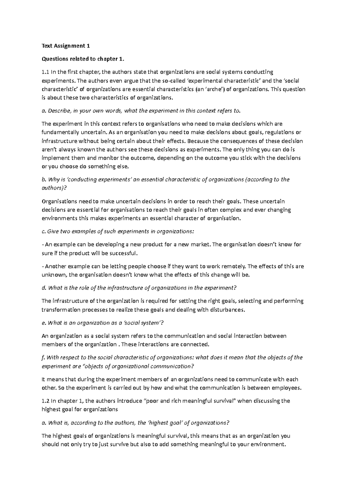 System Theory Text Assignment 1 - Text Assignment 1 Questions related to chapter 1. 1 In the ...