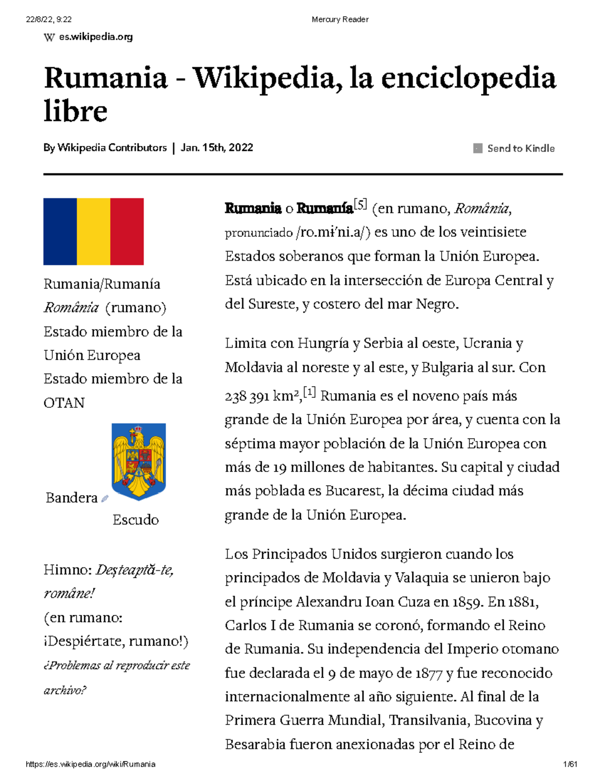 Rumania - Wikipedia, la enciclopedia libre - Rumania/Rumanía România ...