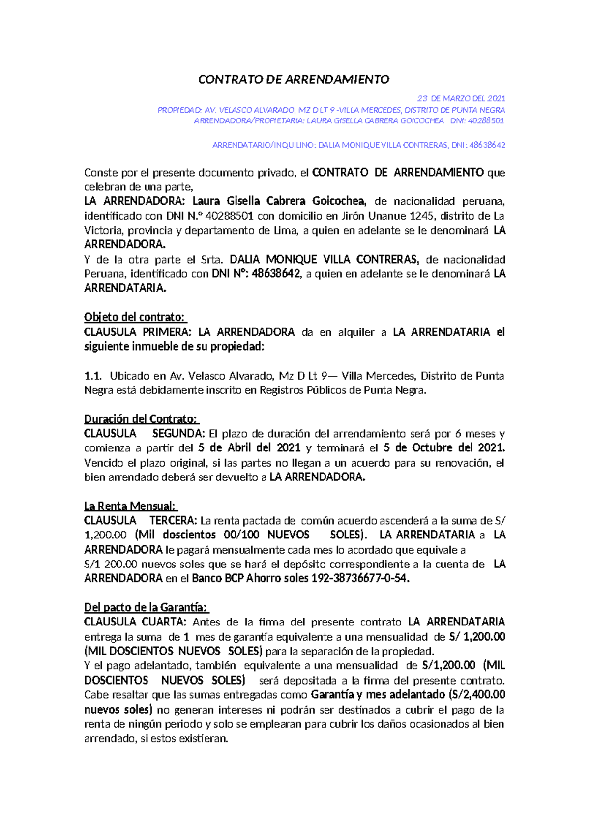 Arrendadora - PLANTILLAS - CONTRATO DE ARRENDAMIENTO 23 DE MARZO DEL ...