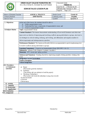 BSED-ENG Lesson-PLAN- Format - 4A’s SEMI-DETAILED LESSON PLAN COMPLETE ...