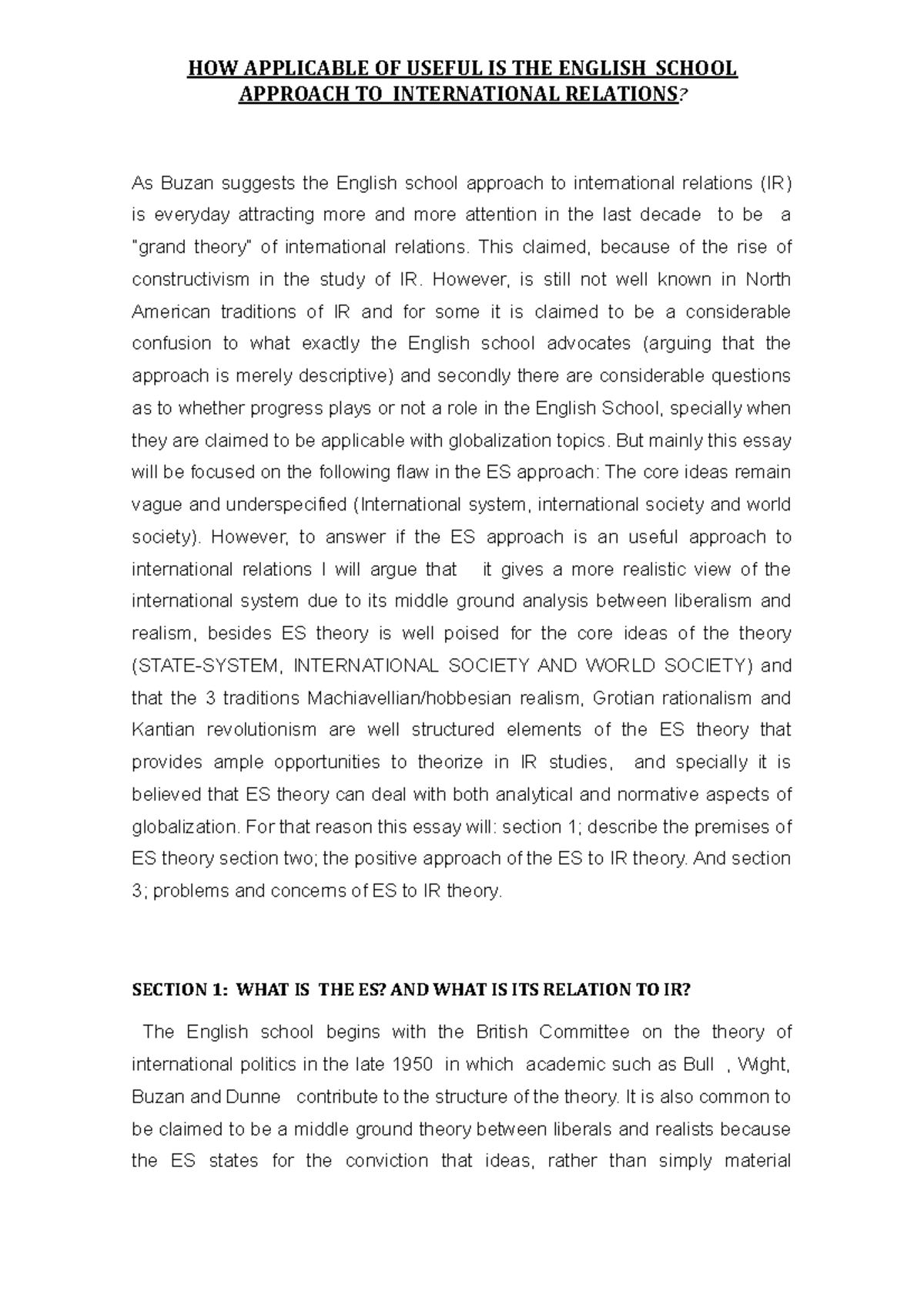 Summary - lecture 2 - essay summary of the english school theory - HOW ...