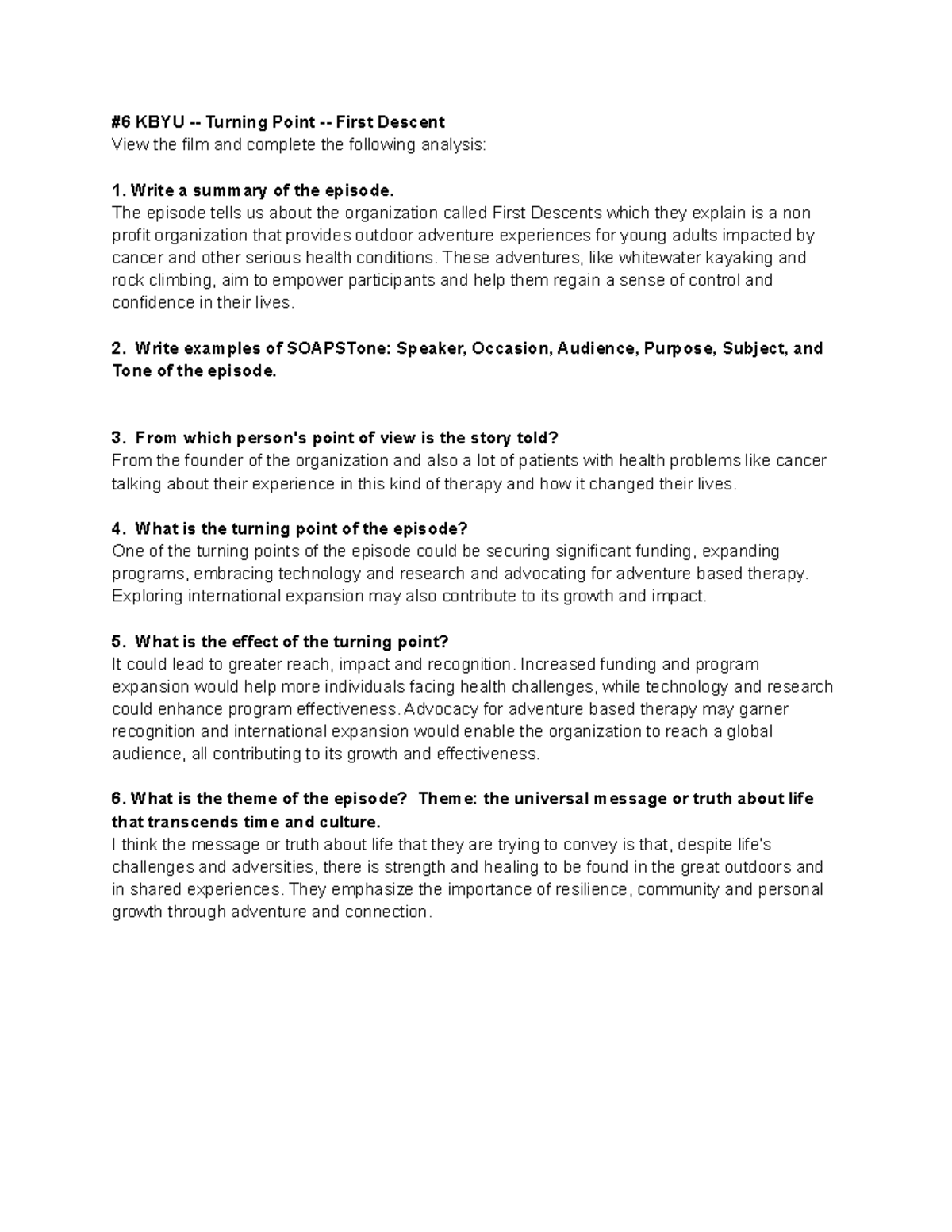 #6 KBYU - Turning Point - First Descent - #6 KBYU - Turning Point ...