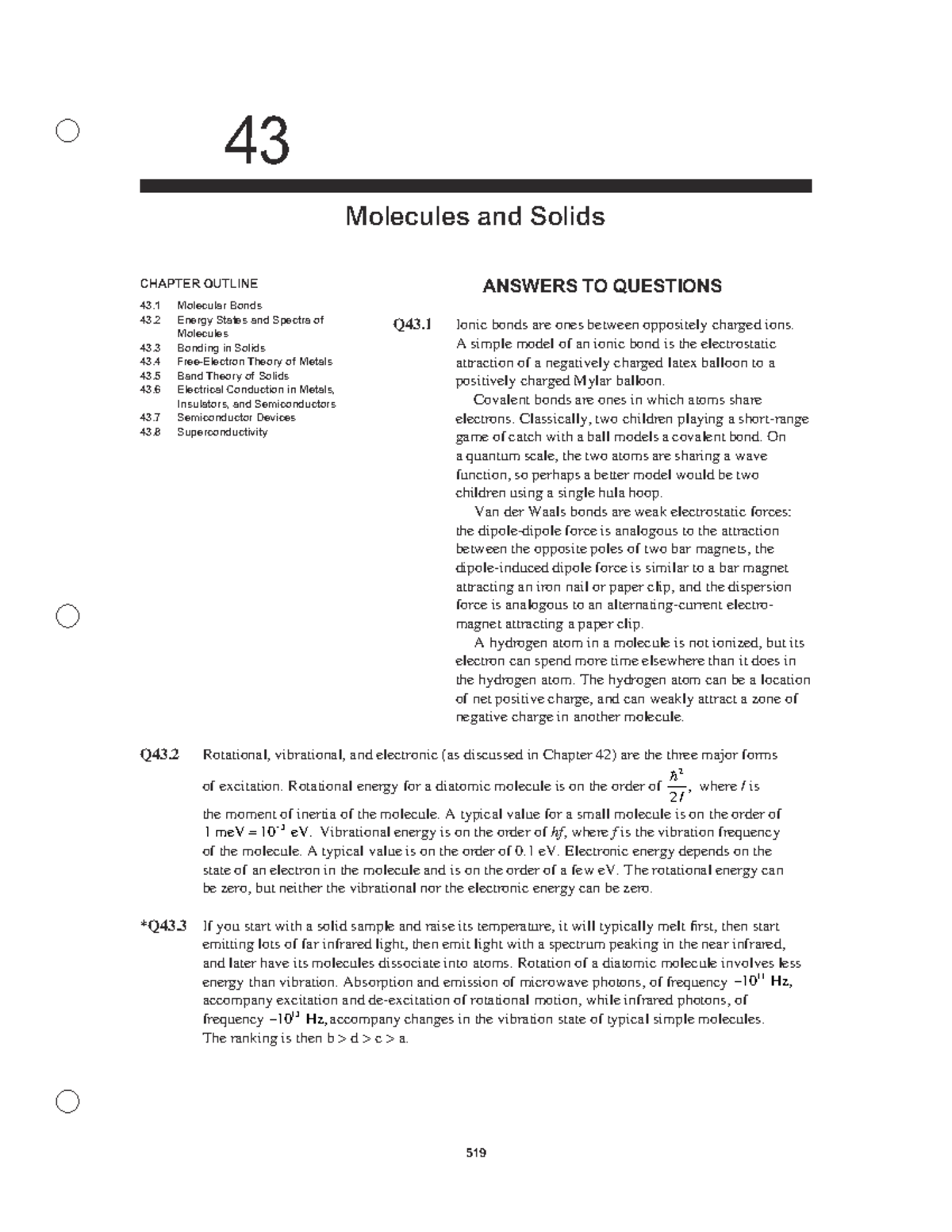 SM_chapter43.pdf - 43 Molecules and Solids CHAPTER OUTLINE 43 Molecular ...