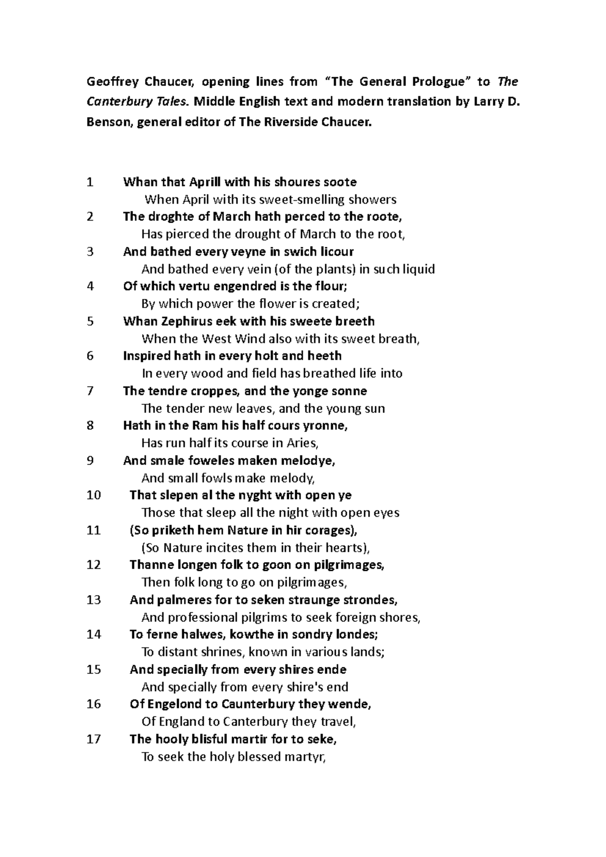 General Prologue-text-translation-tasks - Geoffrey Chaucer, opening ...