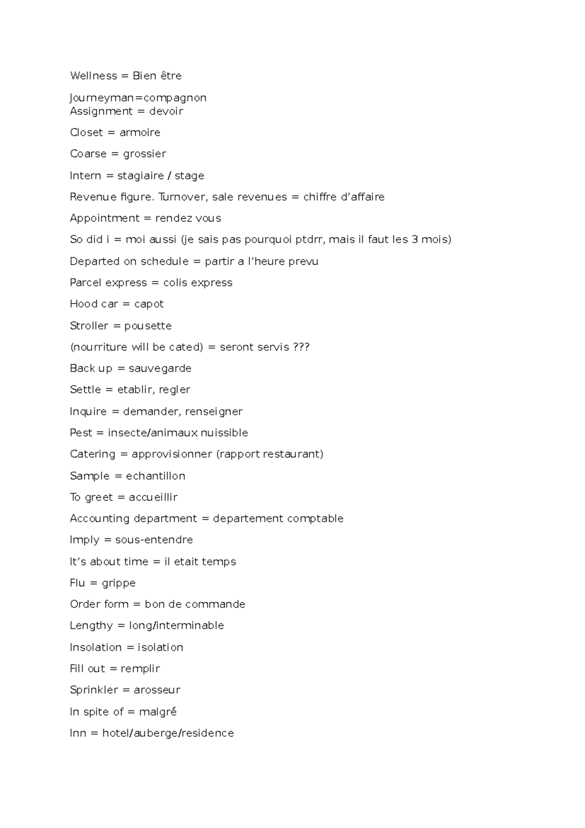 Mot a apprendre - Mots et leur traduction - Wellness = Bien être ...