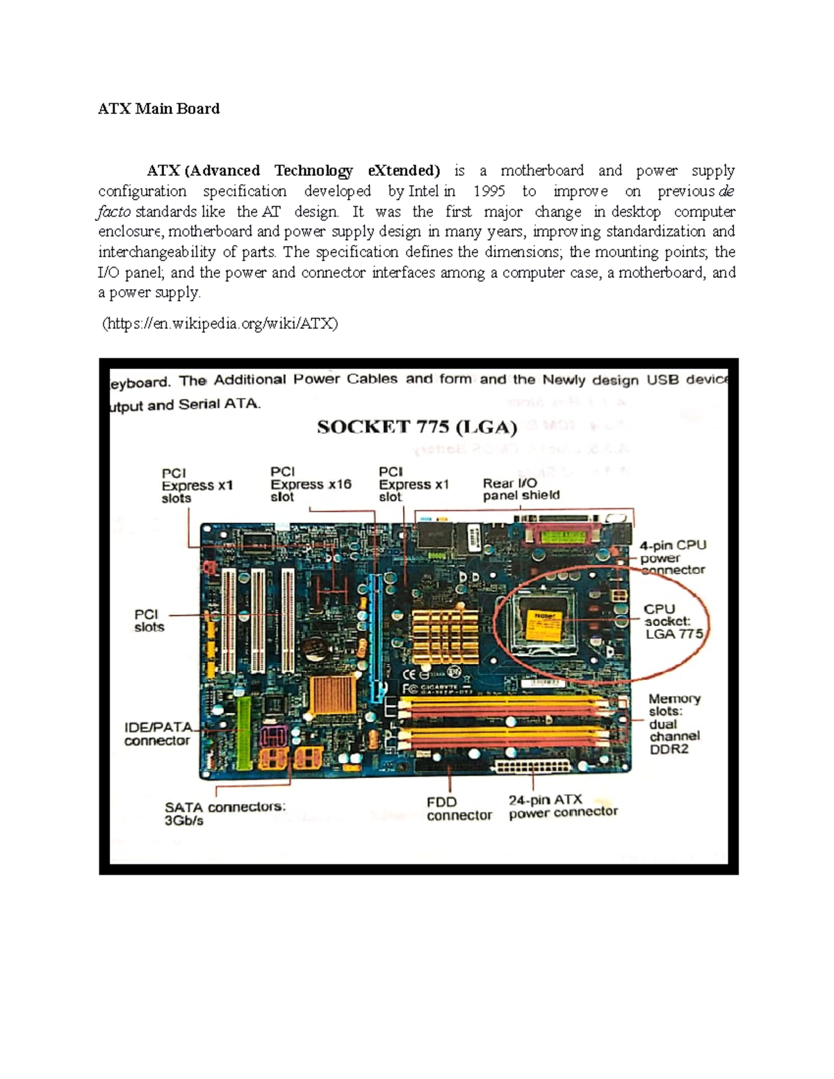 ATX Main Board- PC hardware Components - Information Communication ...