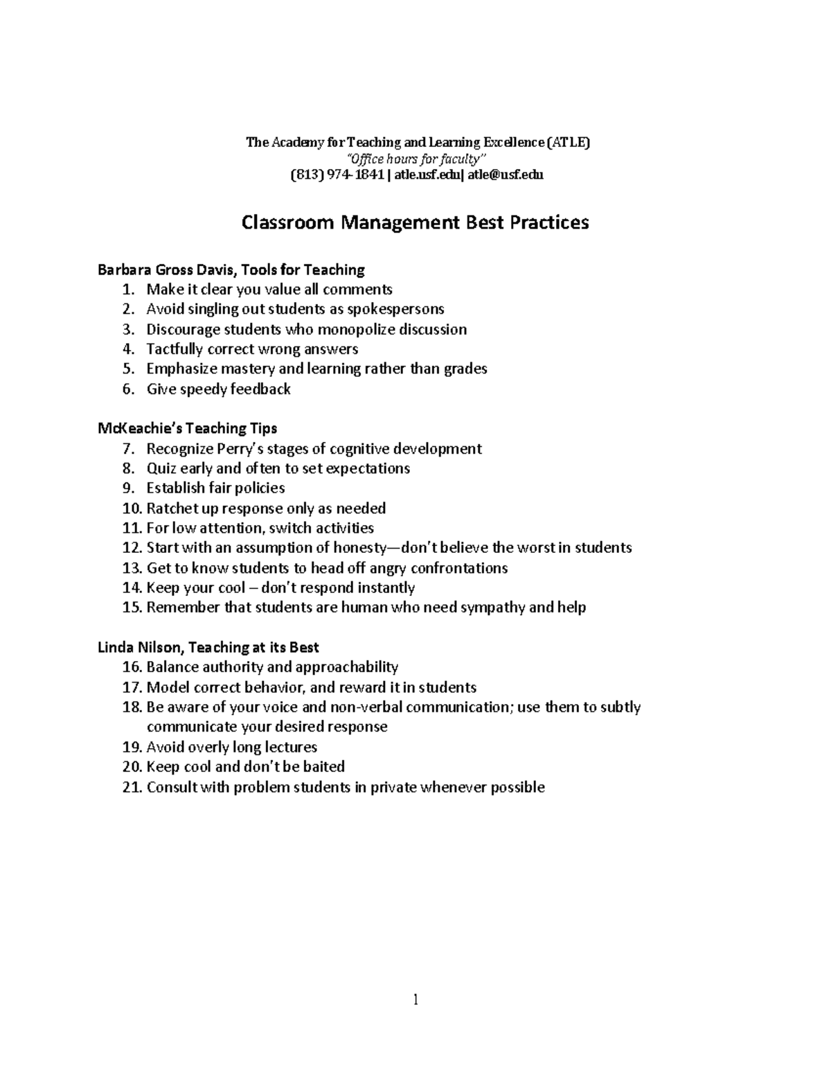Handout-classroom-management - The Academy for Teaching and Learning ...