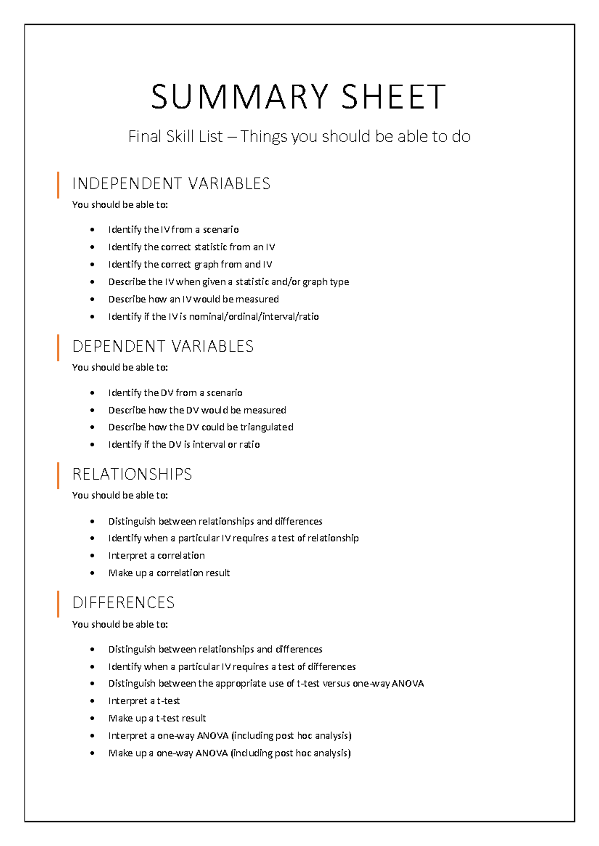 Summary Sheet Final Skill List - SUMMARY SHEET Final Skill List ...