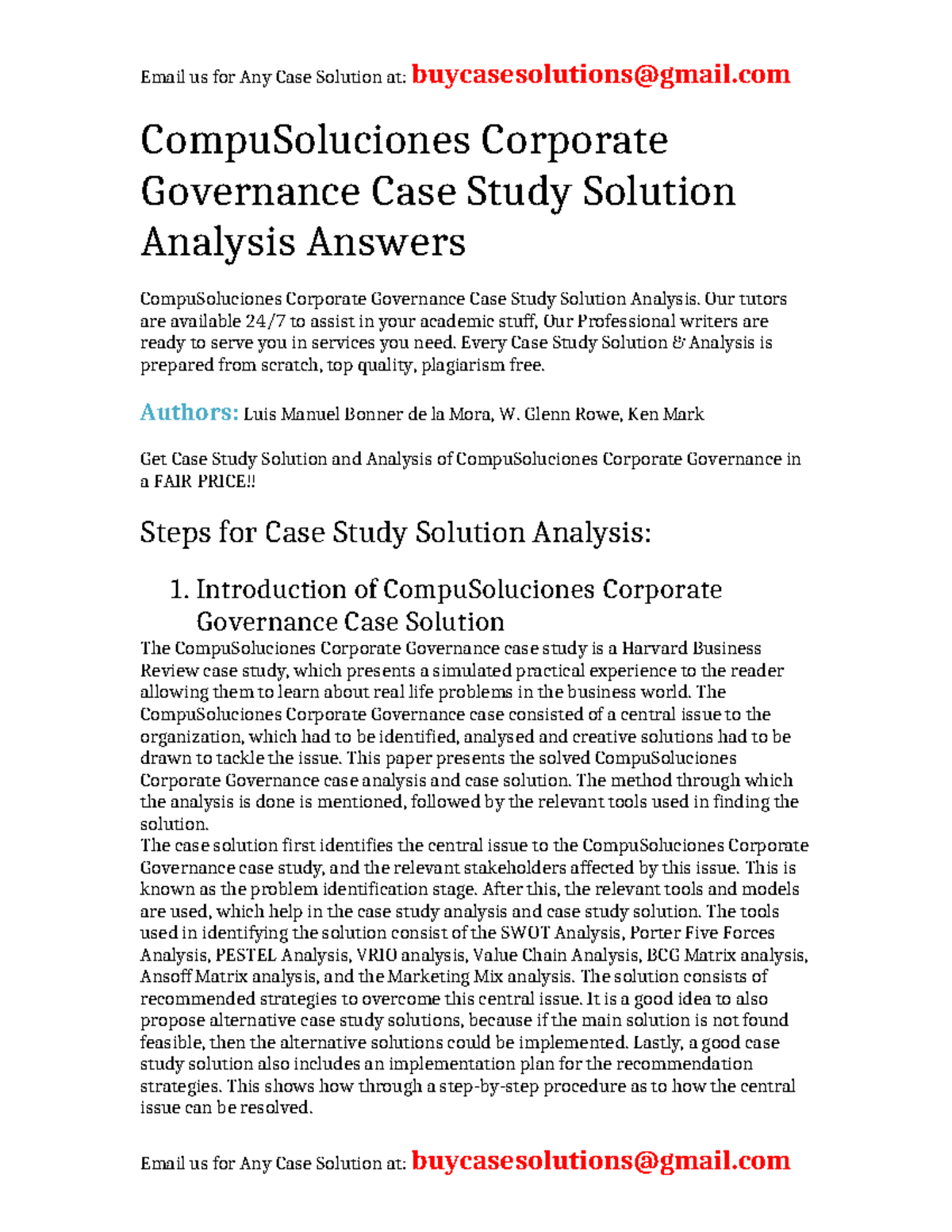 Case Solution CompuSoluciones Corporate Governance - CompuSoluciones Corporate Governance Case ...