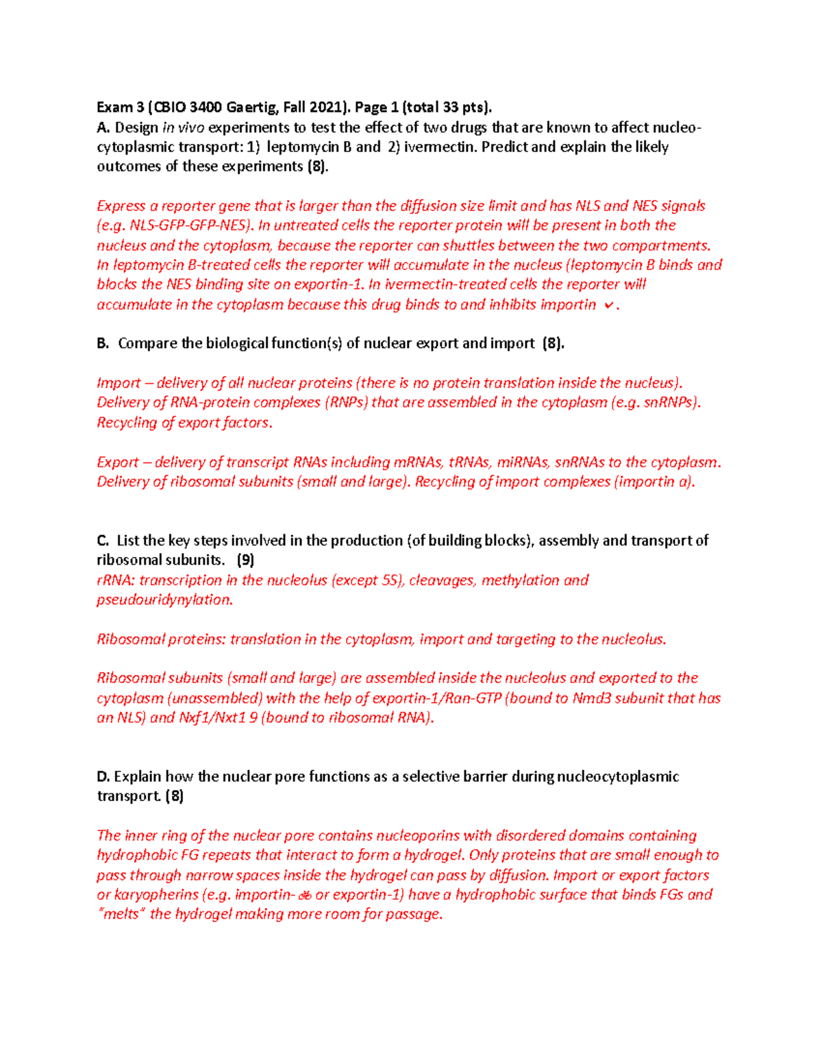 CBIO3400Exam3 - Exam for 2022 - Exam 3 (CBIO 3400 Gaertig, Fall 2021 ...