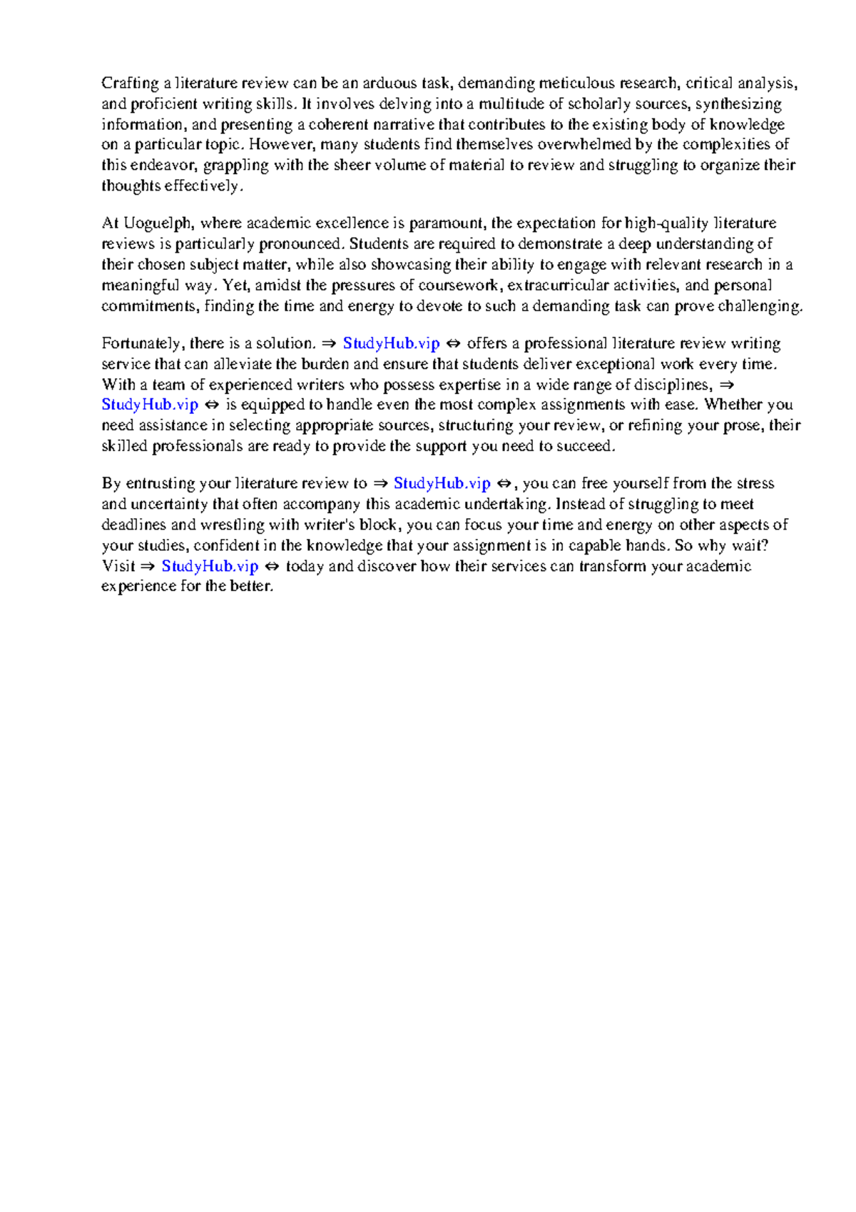 Uoguelph Literature Review - Crafting a literature review can be an ...