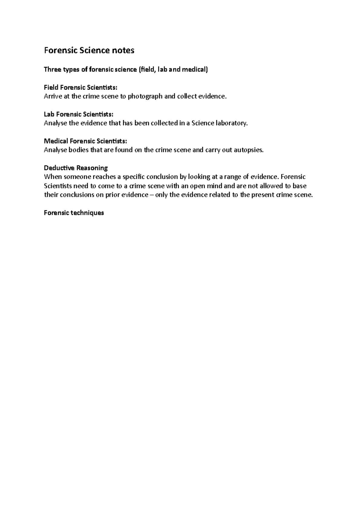 Forensic Science notes - Forensic Science notes Three types of forensic ...