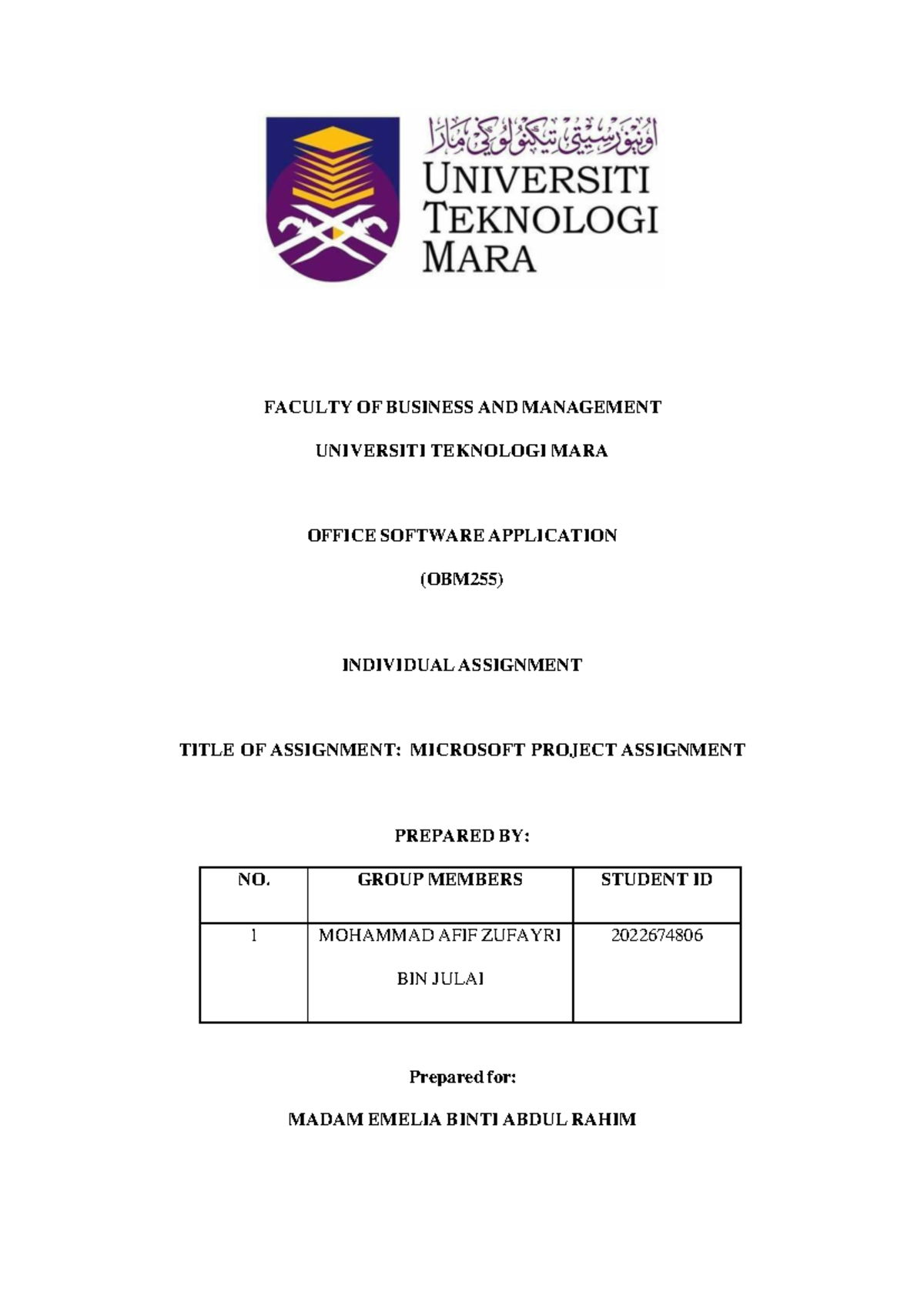 Stay Safe Campaign.mpp Individual Assignments - OFFICE Software ...