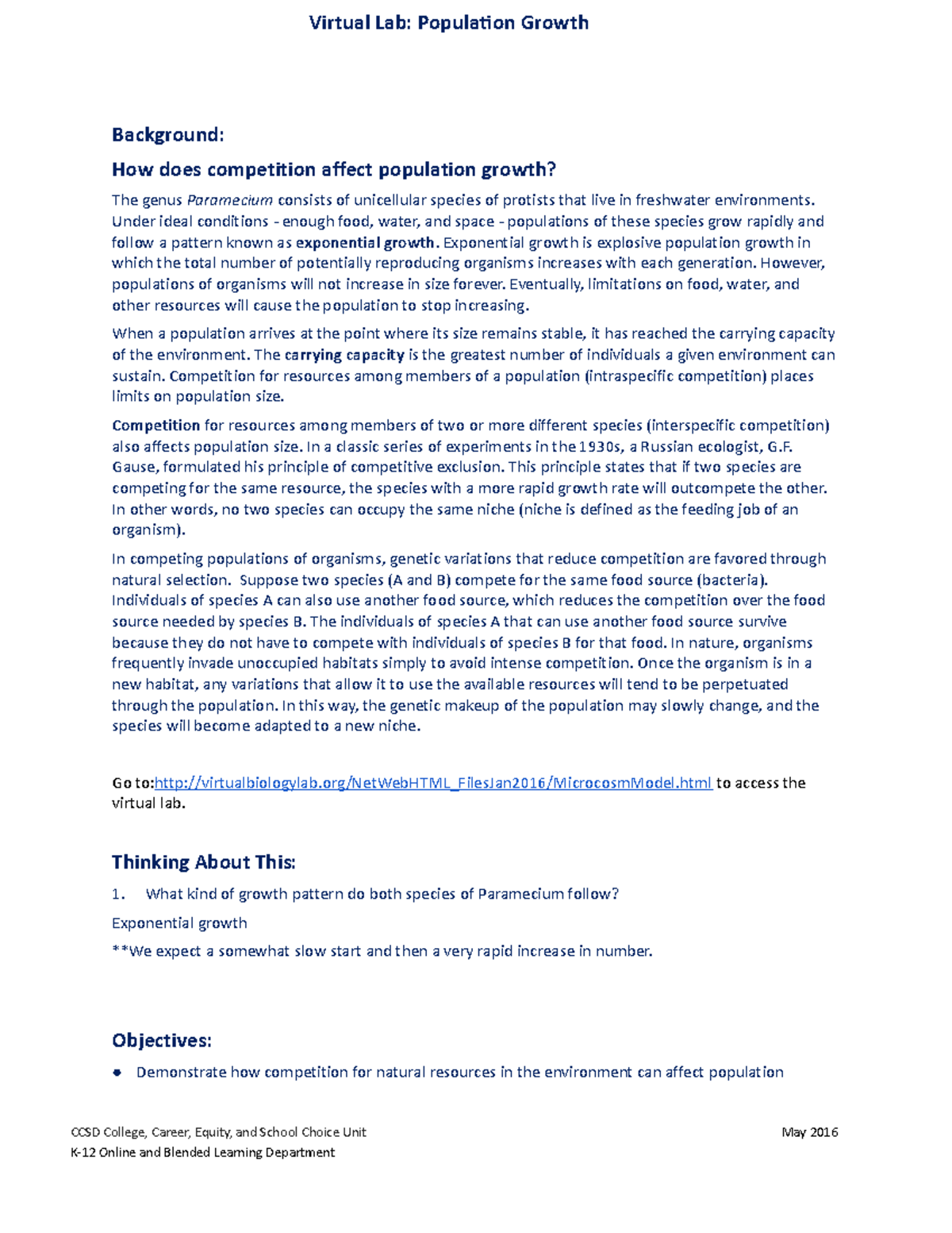 Bio - 2.6 Simulation Lab Activity Population Growth - Background: How ...