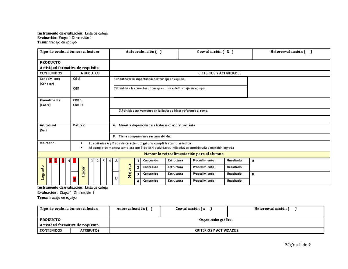 Listas de cotejo etapa 4 vsyd ene-jun 24 - Página 1 de 2 Instrumento de ...