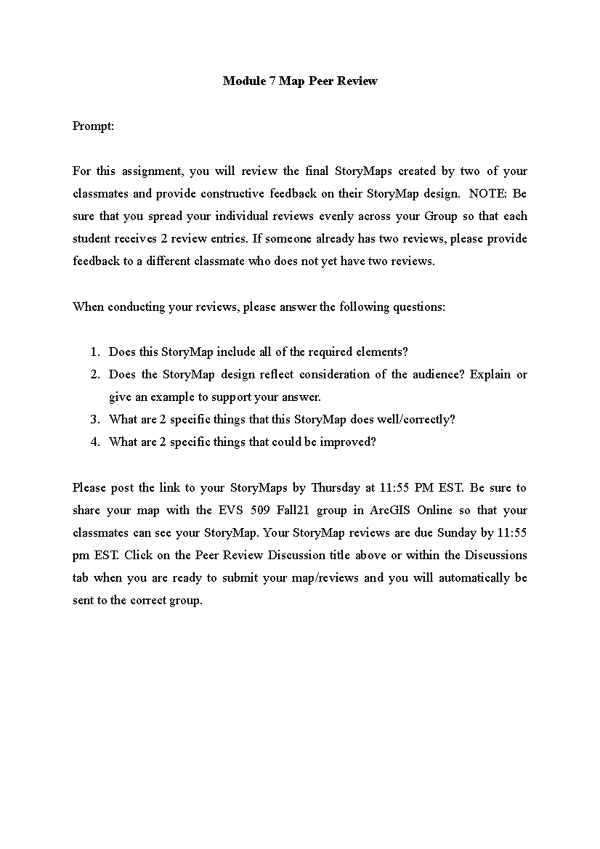 Module 7 Map Peer Review - Module 7 Map Peer Review Prompt: For this ...