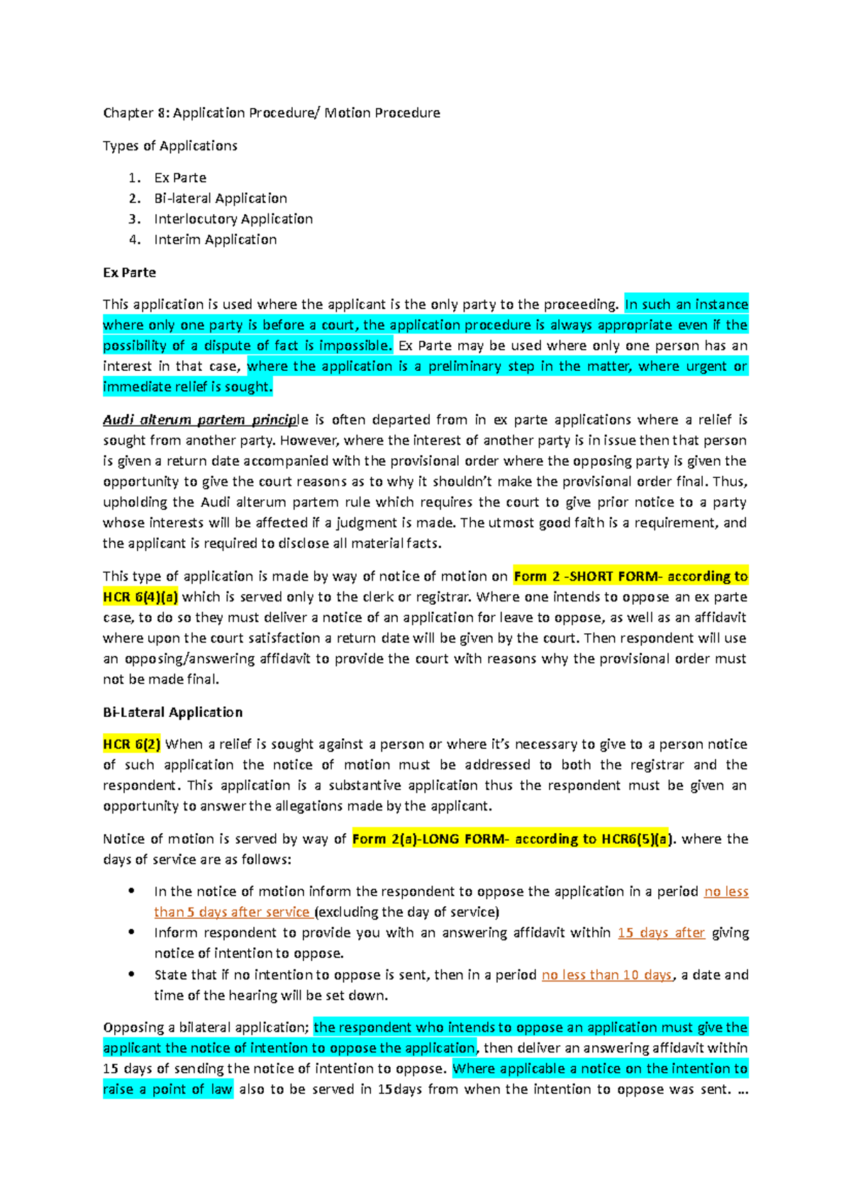 Chapter 8 of work - Chapter 8: Application Procedure/ Motion Procedure ...