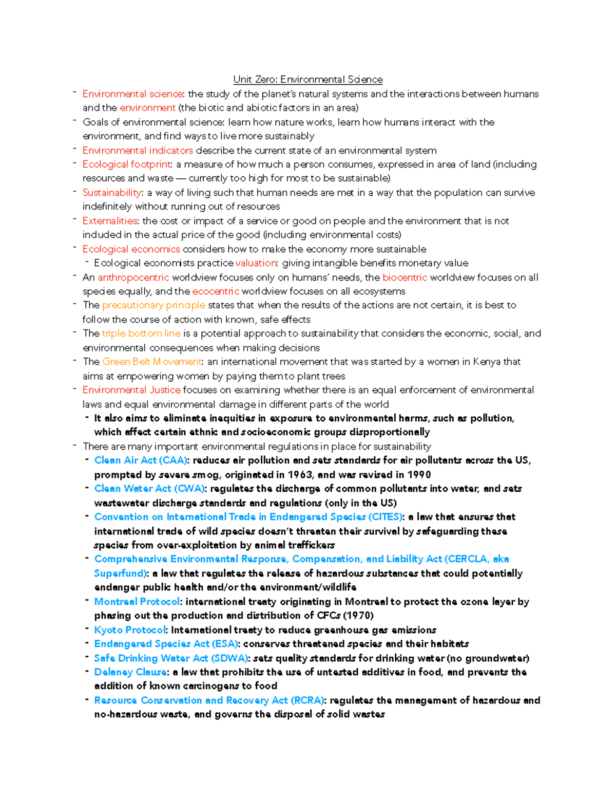 AP Environmental Science Notes - All Units - Unit Zero: Environmental ...