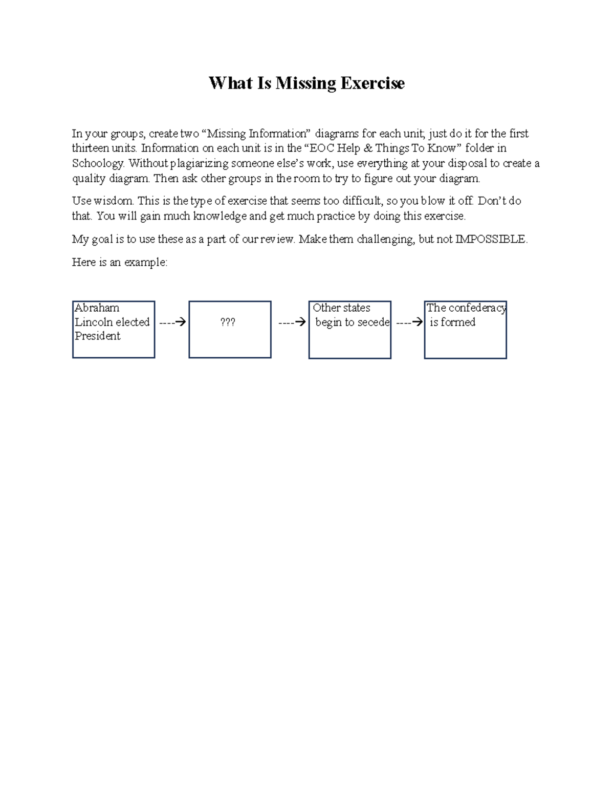 Fill In The Missing Information Exercise - What Is Missing Exercise In your groups, create two ...