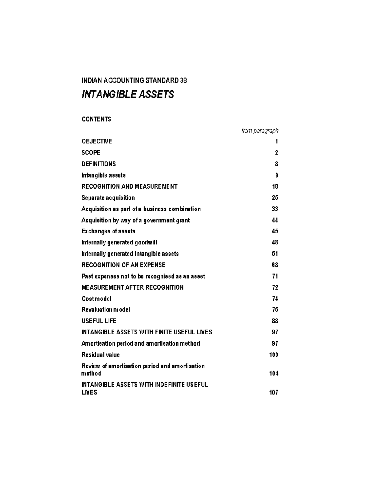 Ind AS 38 2020 10112020 - INTANGIBLE ASSETS CONTENTS INDIAN ACCOUNTING ...