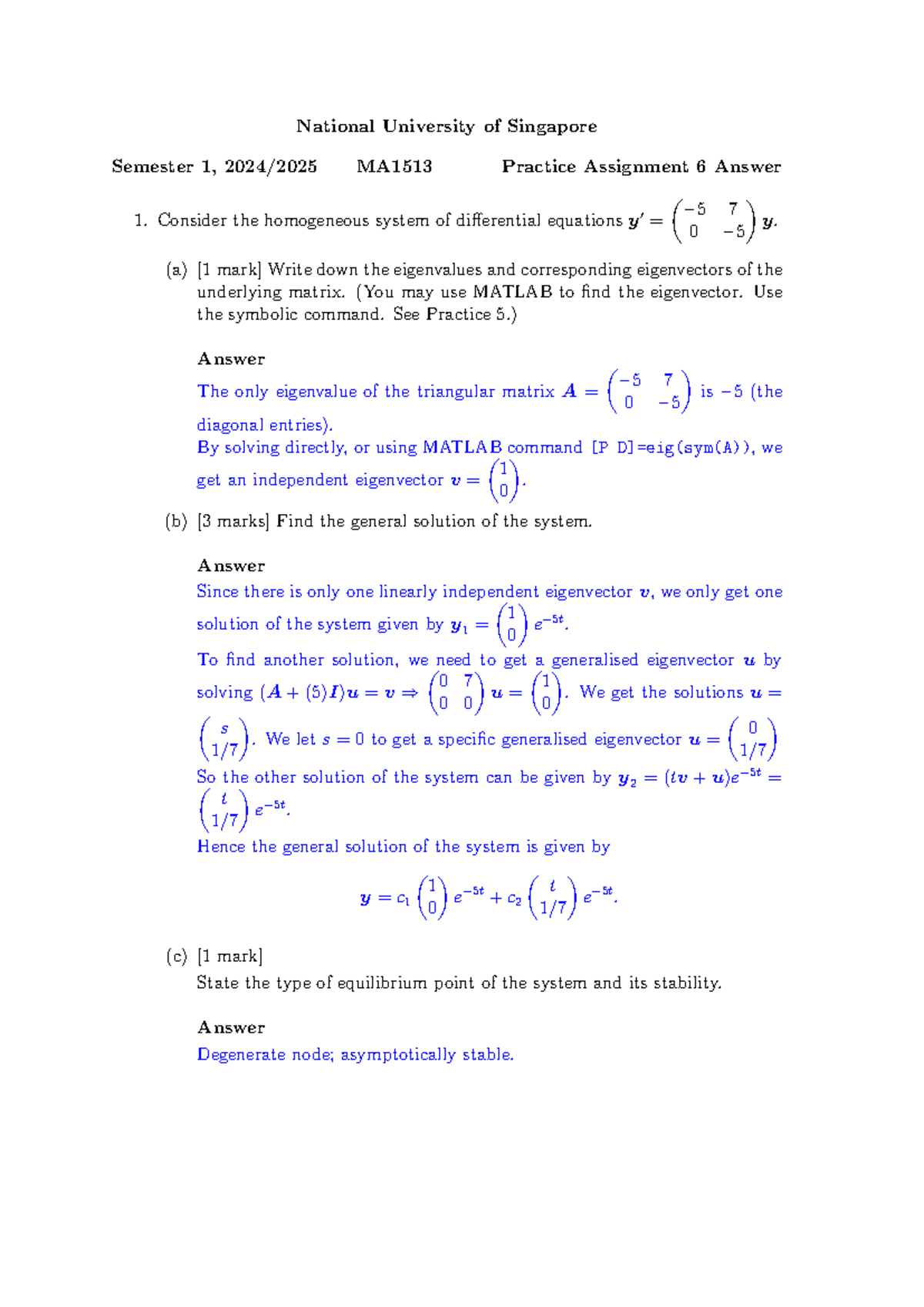 Practice 6 ans - nil - National University of Singapore Semester 1 ...
