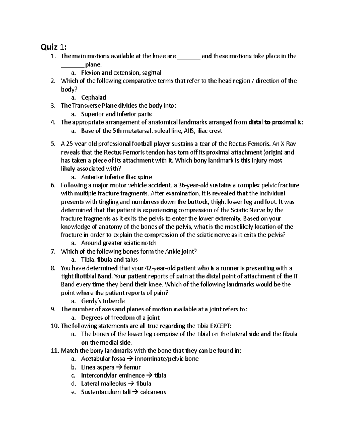 Anatomyquizzes - Practice quizzes - Quiz 1: The main motions available ...