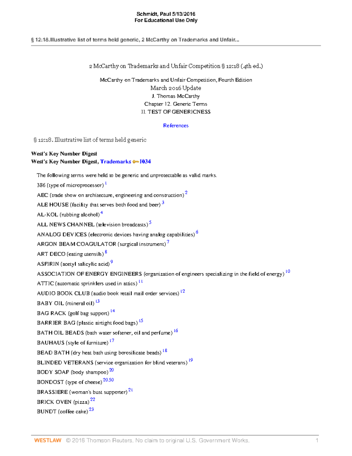 Generic Mark Examples - no caption - For Educational Use Only § 12:18 ...