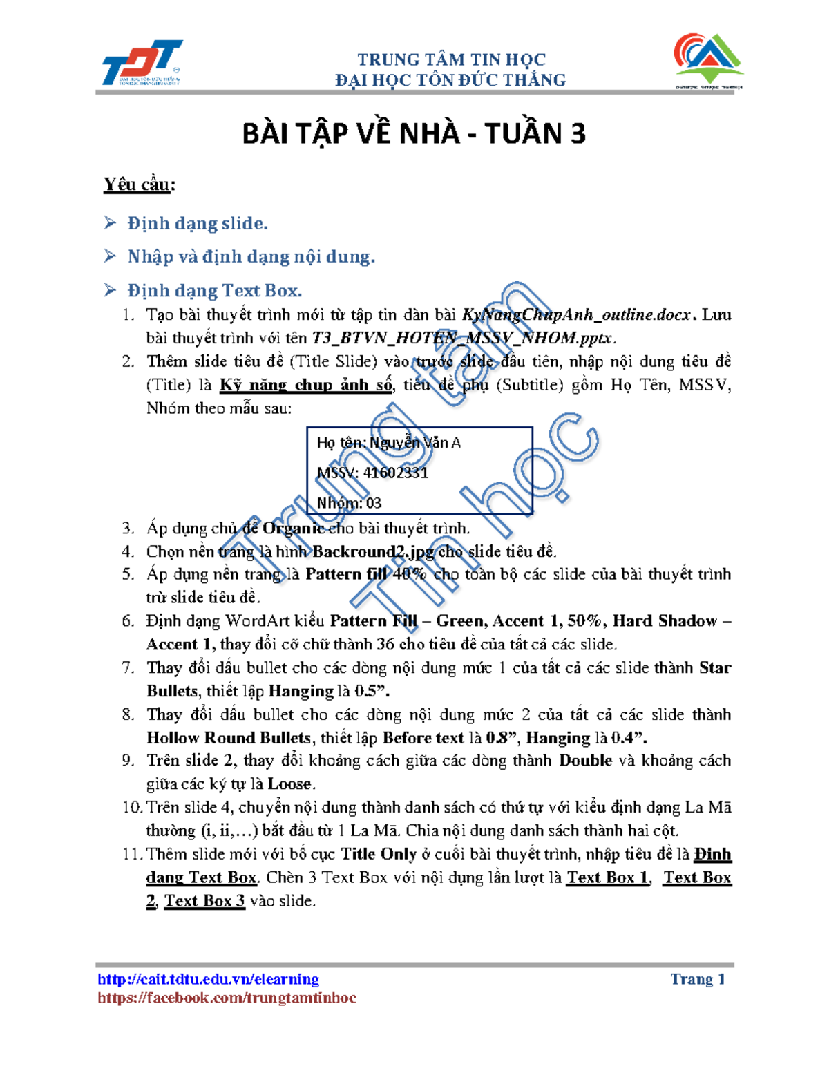 T3 BTVN - CSTH - TRUNG TÂM TIN HàC Đ¾I HàC TÔN ĐỨC THẮNG cait.tdtu ...