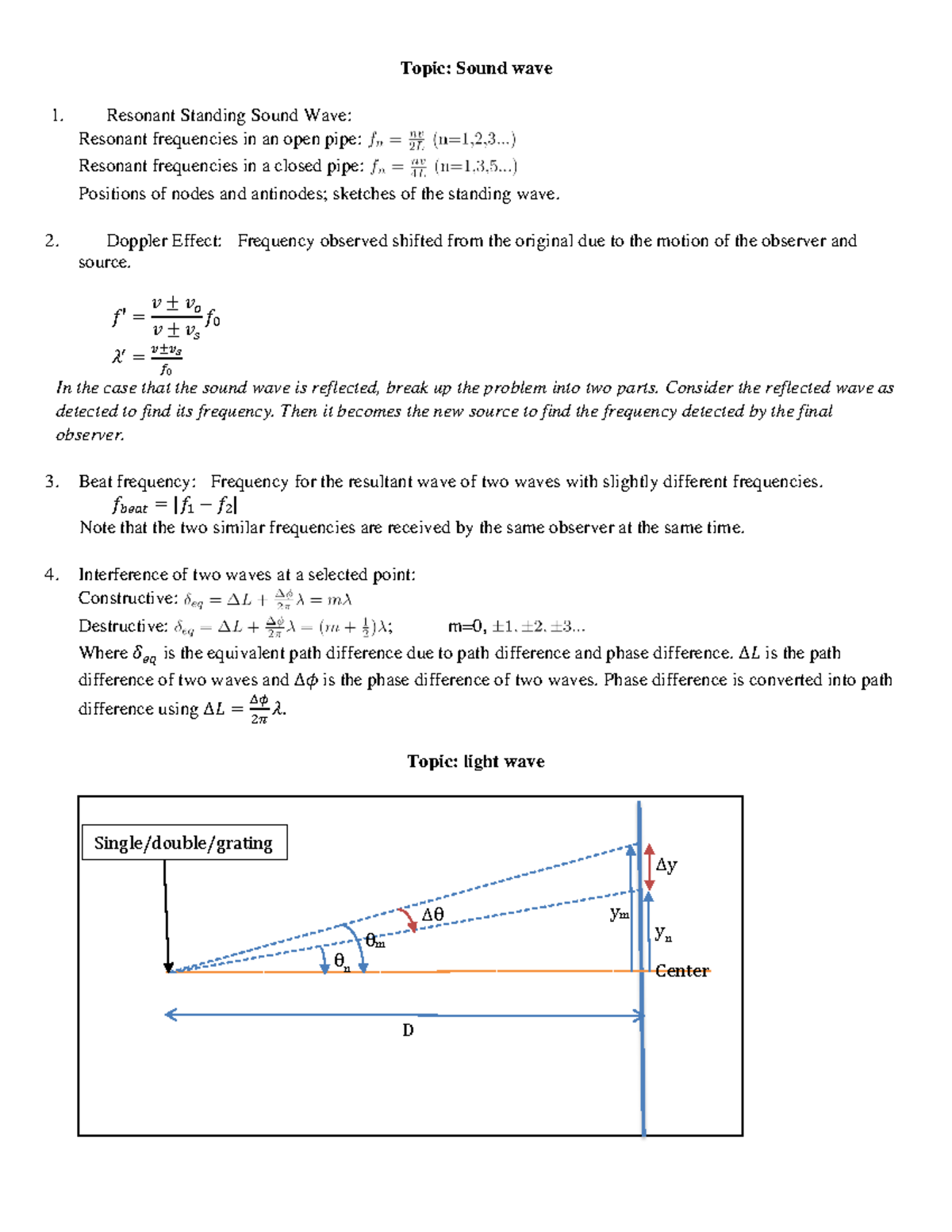 Review-test2 - practice test - Topic: Sound wave Resonant Standing ...