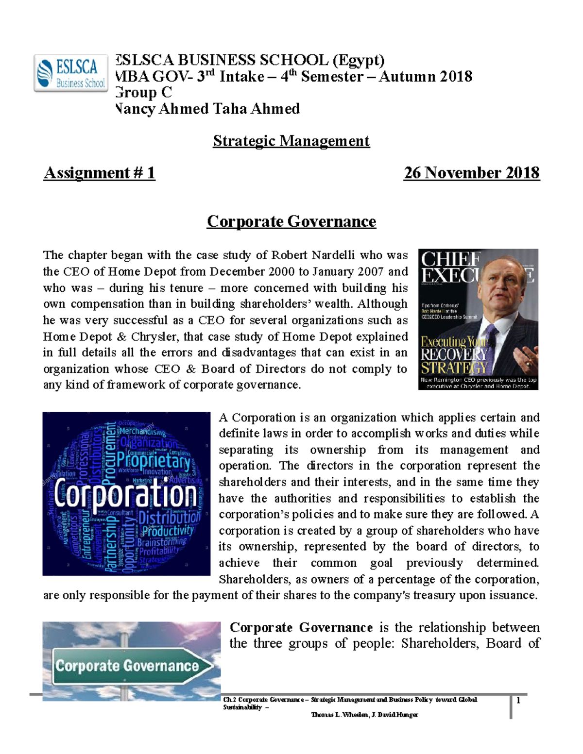 Assignment Corporate Governance - ESLSCA BUSINESS SCHOOL (Egypt) MBA ...