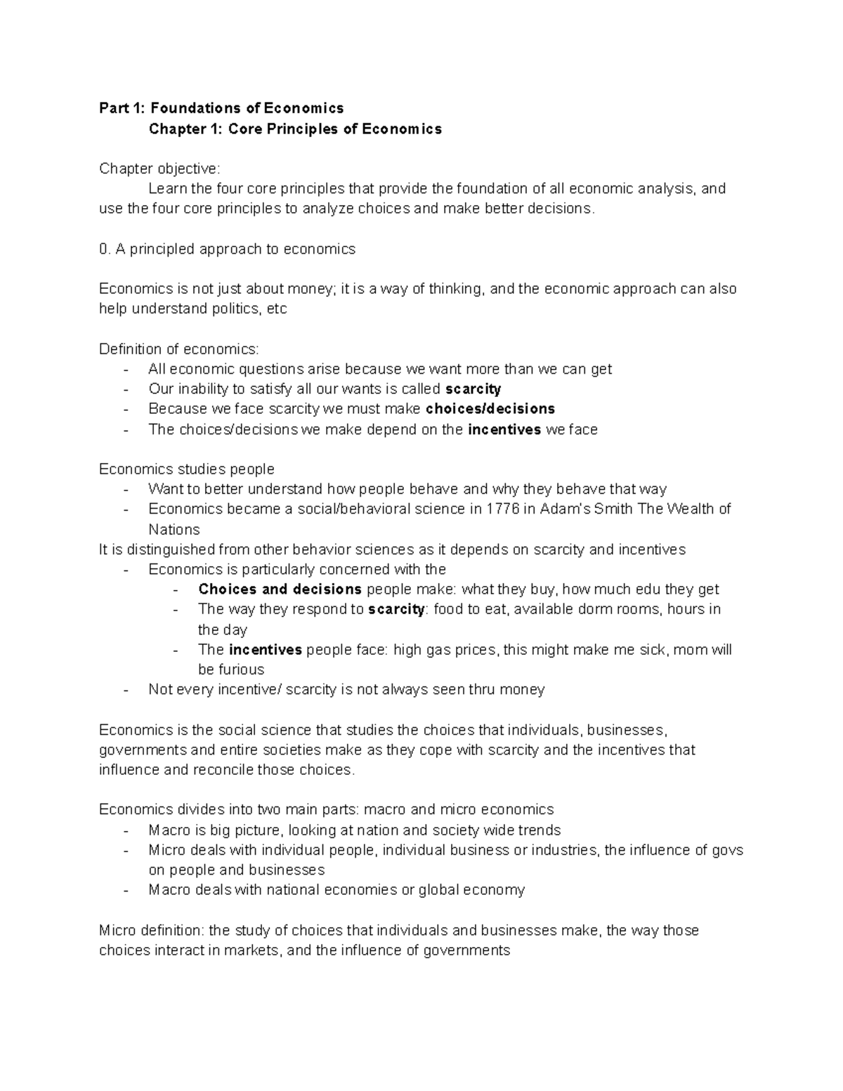 Econ 2105 - Notes for Macro - Part 1: Foundations of Economics Chapter ...
