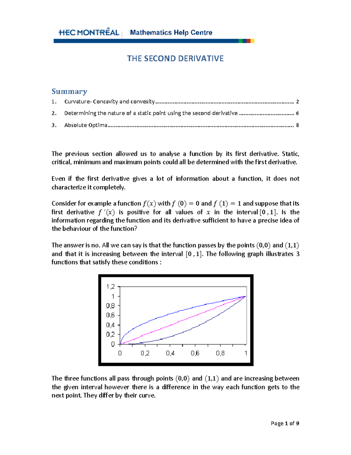 The second derivative - Lecture notes 1-4 - THE SECOND DERIVATIVE ...