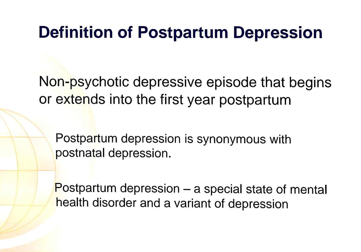 Postpartum depression and Management - Definition of Postpartum ...