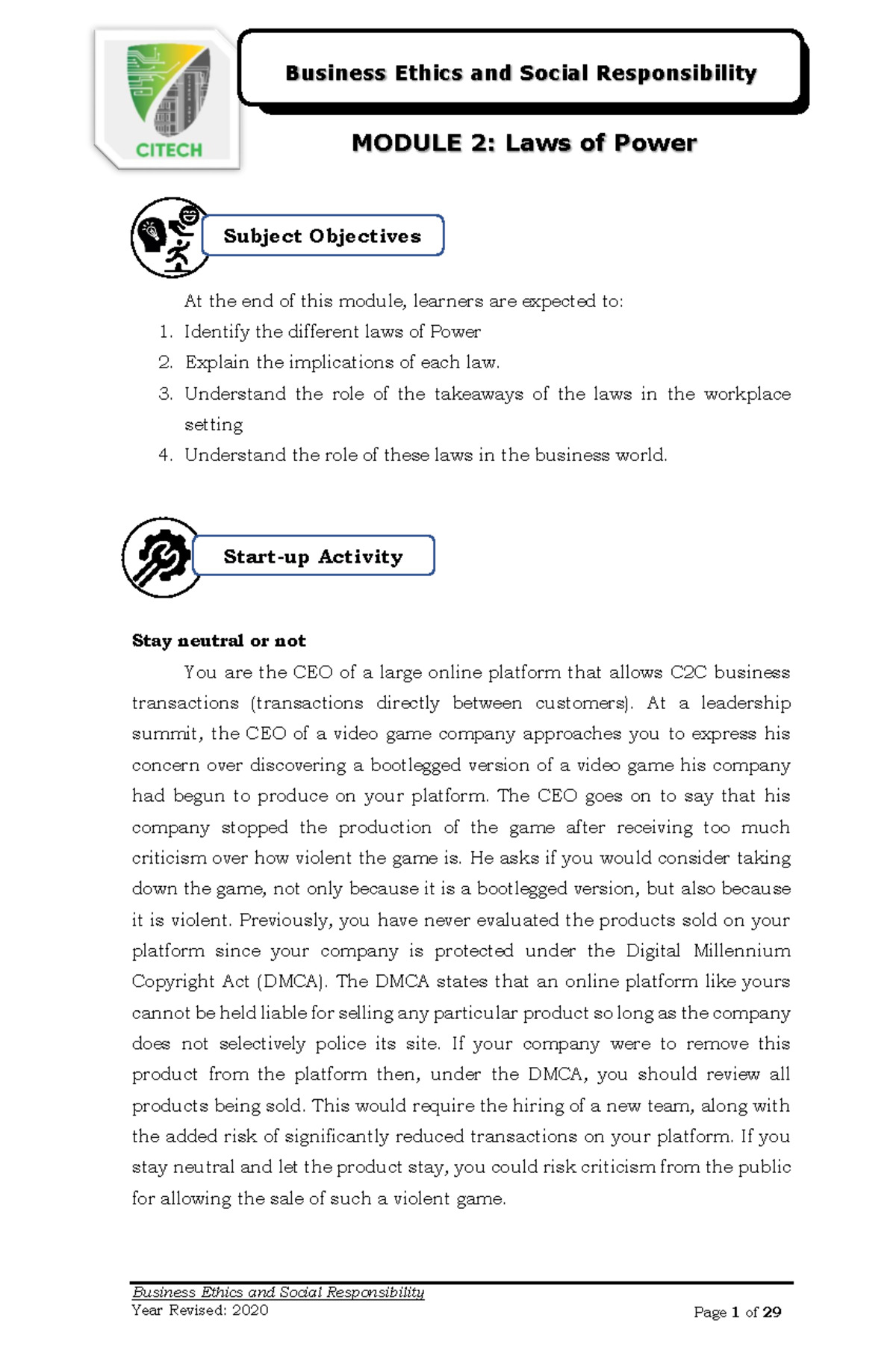 Business Ethics Module 2 - ANTEO - Studocu